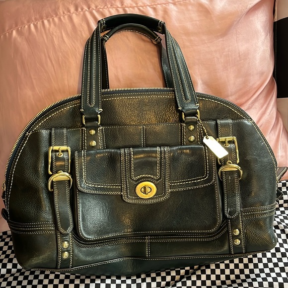 Coach | Bags | Vintage Coach Miranda Tote Bag No 185 Green With Gold ...